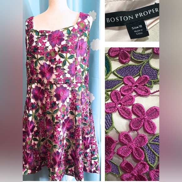 Boston Proper | Dresses | Boston Proper Purple Lace Sheath Dress Plus ...